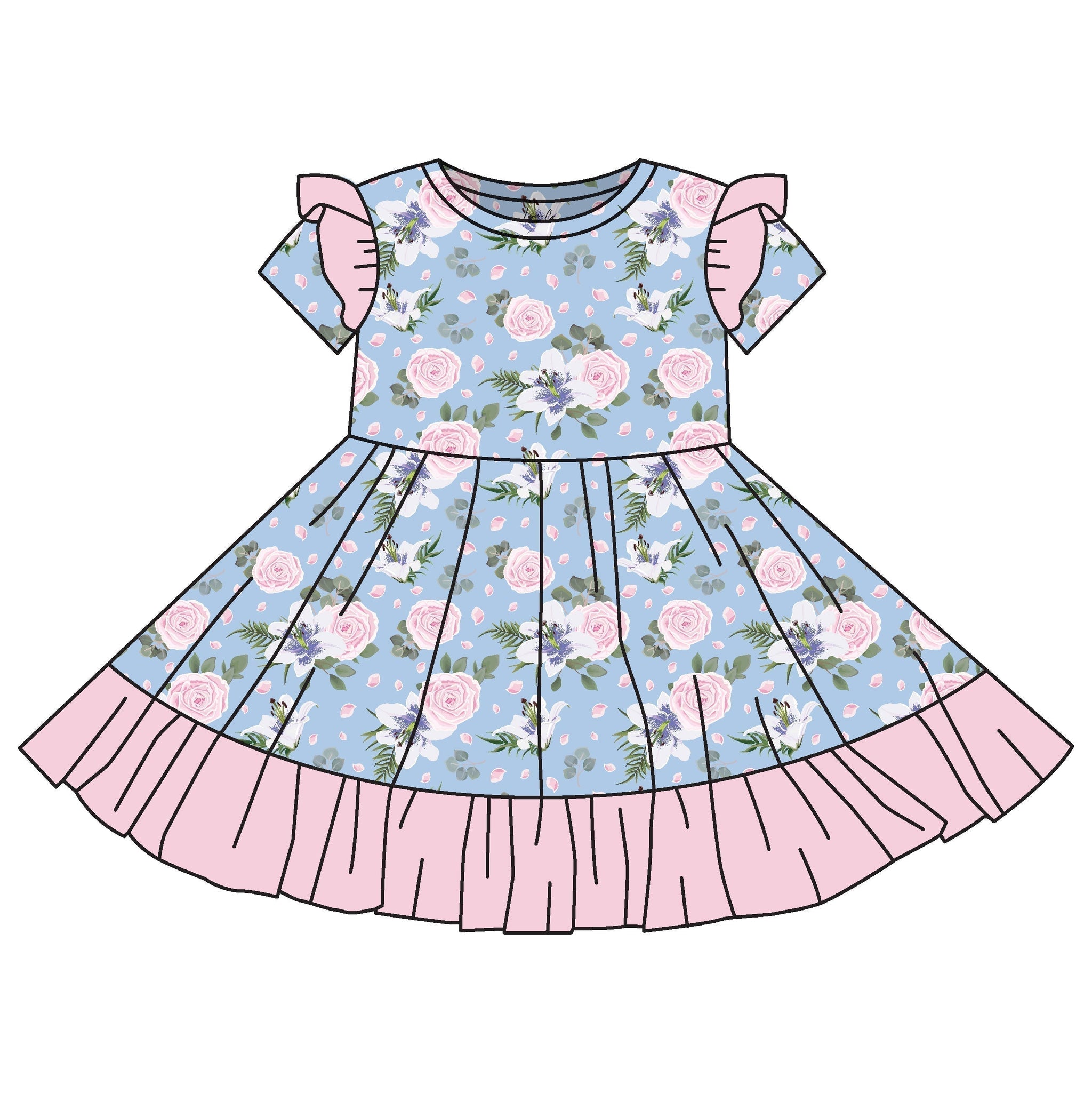 Lillian Floral Bamboo Ruffle Spin Dress – Laree + Co.